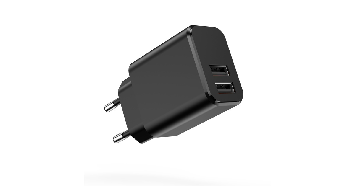 Polnilec za telefon "Set Charge" - stenski polnilec z dvema USB vhodoma ...