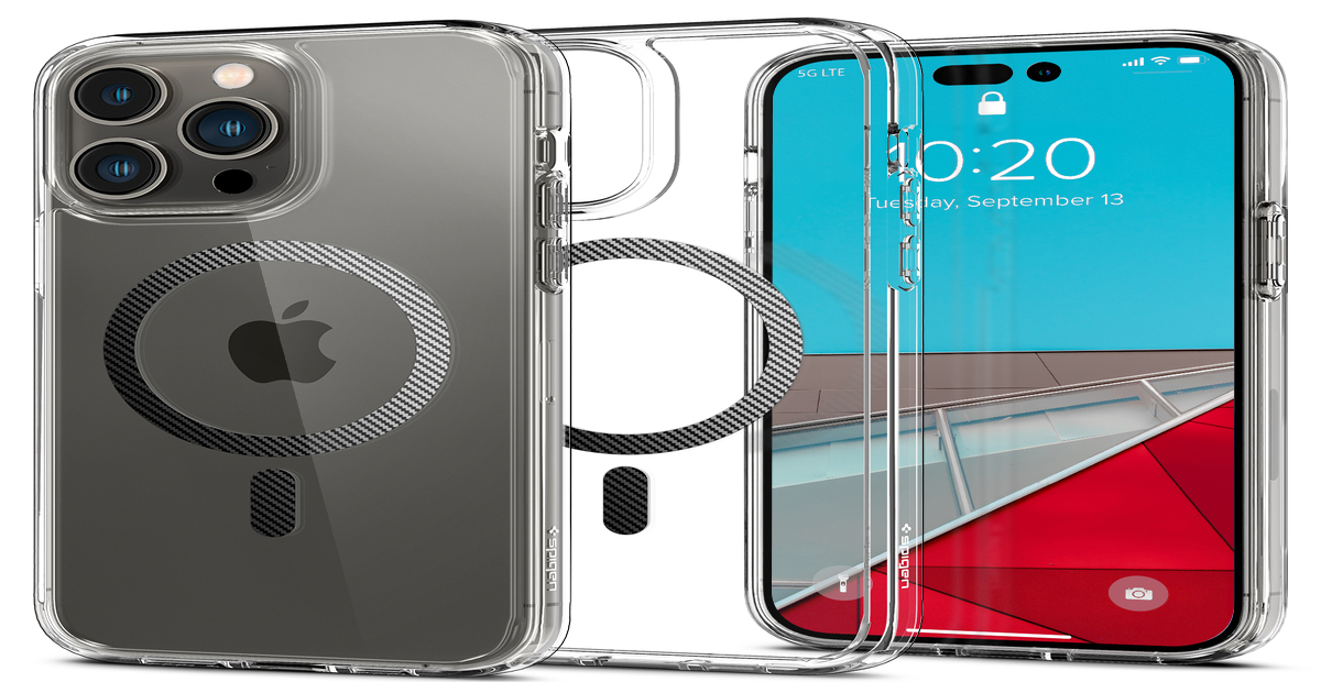 Ovitek Spigen "Ultra Hybrid Mag" za iPhone 14 Pro - carbon fiber - gizzmo.si