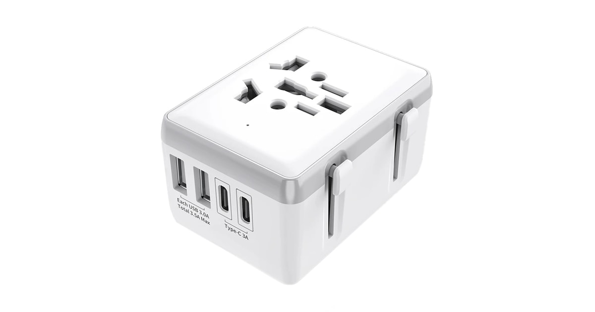 Potovalni adapter Techsuit "HHT204A" 4v1 z 2x USB, 2x Type-C izhodi ...