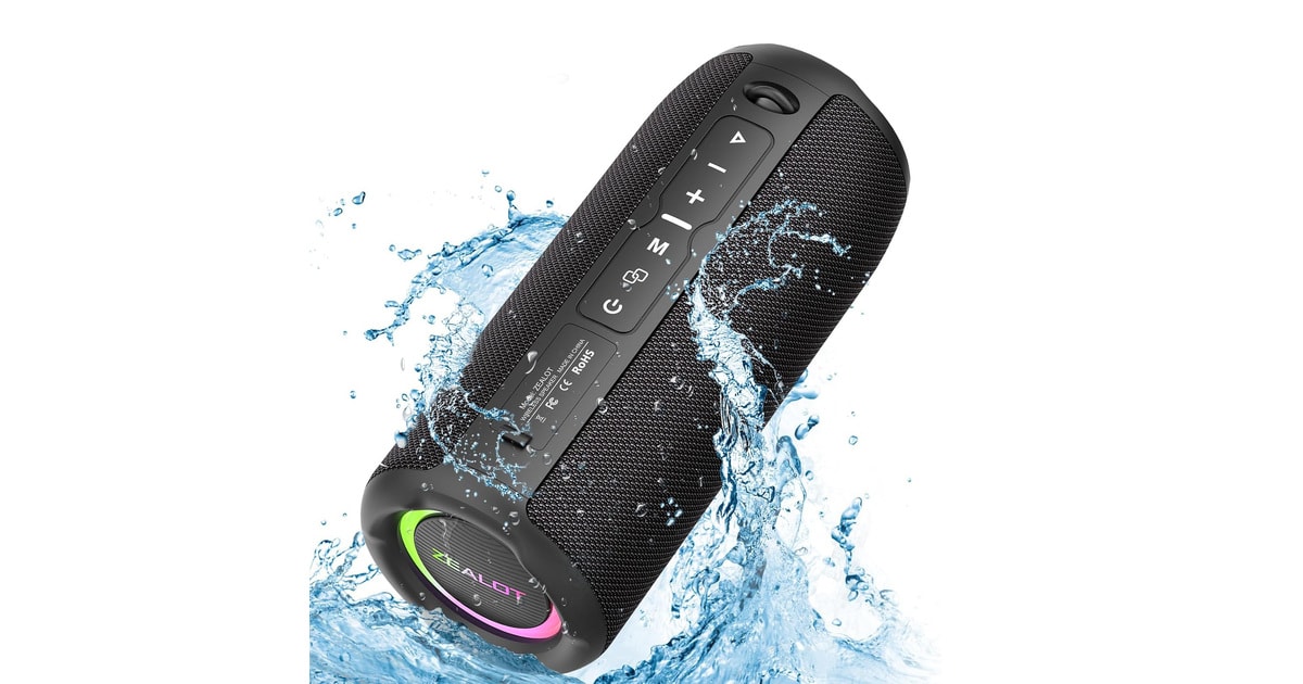 Bluetooth zvočnik Zealot Pulse 20W - vodoodporen prenosni zvočnik z močnimi b...