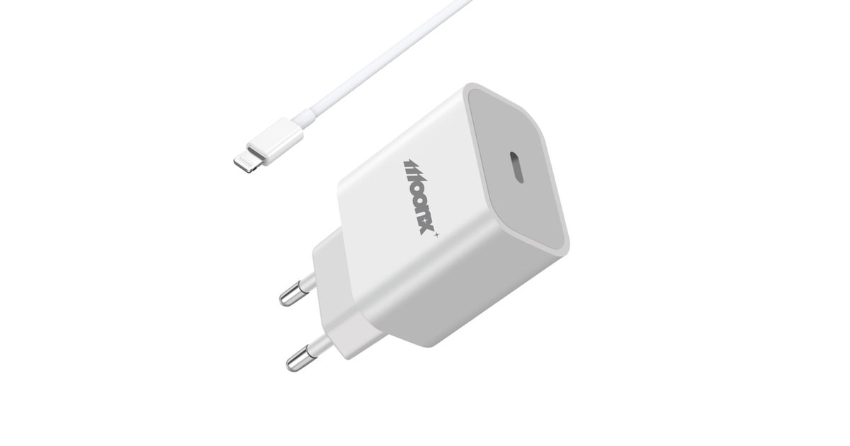 Stenski polnilec MoonX MC03 s PD 20W USB-C izhodom - polnilec + USB-C v Light...