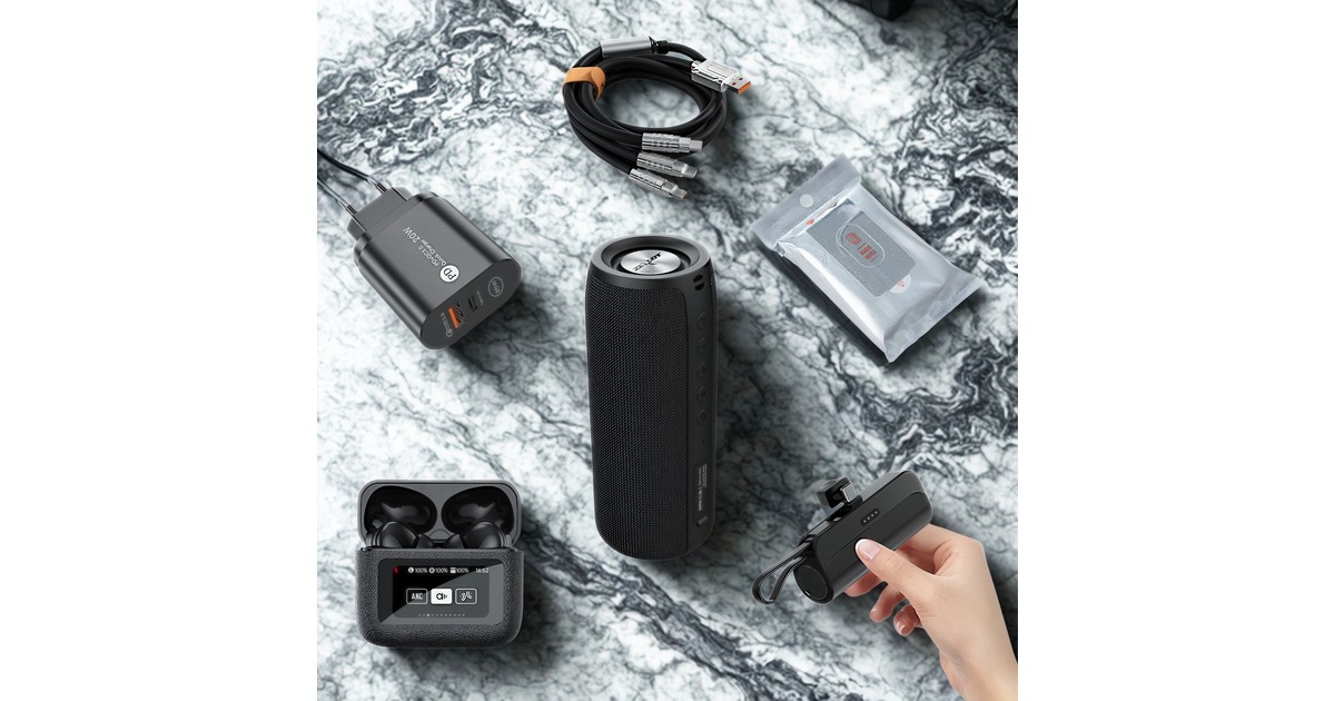 Tech Starter Pack - Dovršene slušalke, glasen zvočnik, trendy power ...