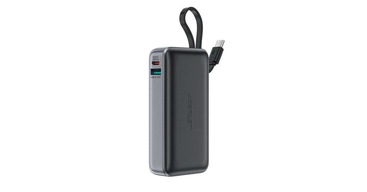 Power bank Acefast M7 10000 mAh z vgrajenim USB-C kablom, LED ...